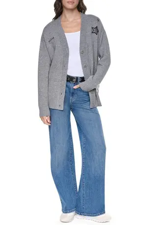 Dkny Textured Patches Cardigan - Feather He