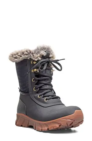Bogs Arcata Ii Faux Fur Lined Waterproof Lace-up Boot Black