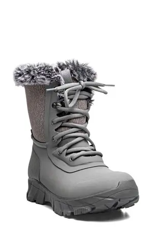 Bogs Arcata Ii Faux Fur Lined Waterproof Lace-up Boot Gray Multi