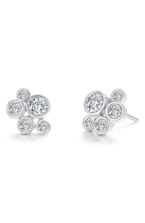 Lafonn Bubble Cluster Simulated Diamond Bezel Stud Earrings - White/silver