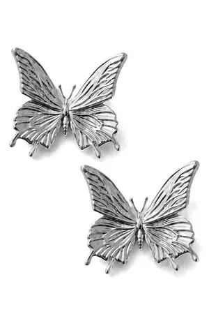 IMBER Butterfly Stud Earrings - Silver