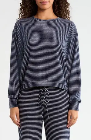 ASTROLOGIE CALIFORNIA Clementine Striped Sleep Top - Navy/white