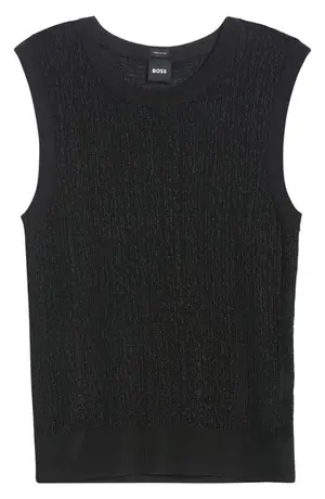 BOSS Sleeveless Crewneck Sweater Vest - Black