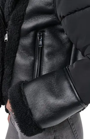 Dkny Puff-sleeve Faux Shearling Jacket