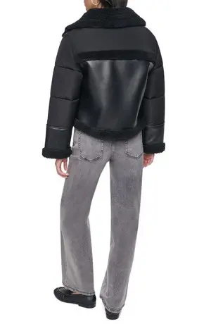 Dkny Puff-sleeve Faux Shearling Jacket
