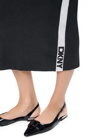 Dkny Logo Stripe Knit Skirt