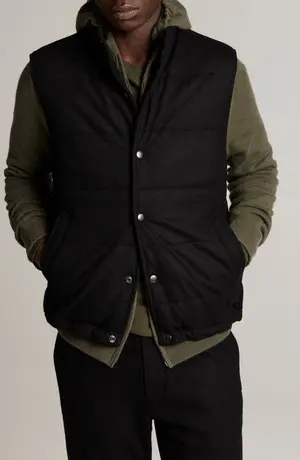 Vince Tailored Wool Blend Puffer Vest - Black