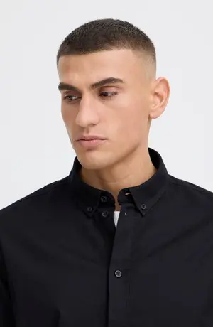 !SOLID Val Stretch Cotton Button-down Shirt - Black