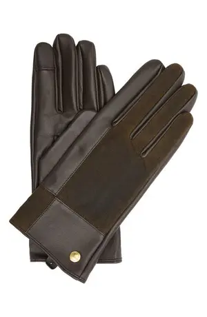 Barbour Hudson Patchwork Leather Gloves - Brown/olive