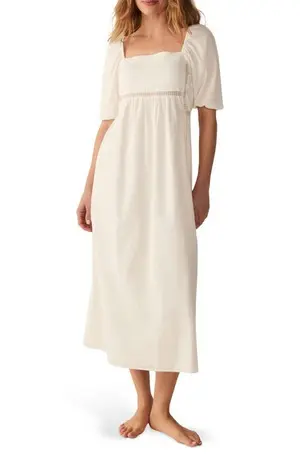 PETITE PLUME Lucienne Cotton Voile Nightgown - Ivory
