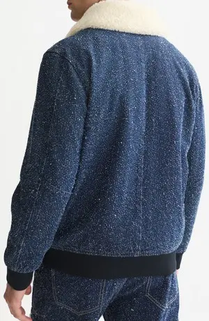 Scotch & Soda Denim Flight Jacket With Faux Shearling Collar