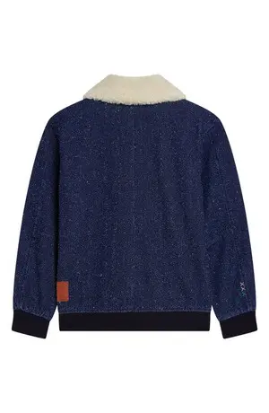Scotch & Soda Denim Flight Jacket With Faux Shearling Collar