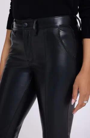 NYDJ Marilyn Faux Leather Straight Leg Pants - Black