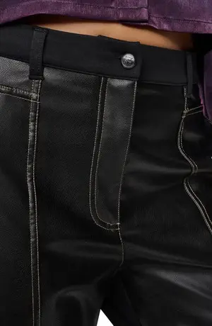 Dkny Faux Leather Straight Leg Pants