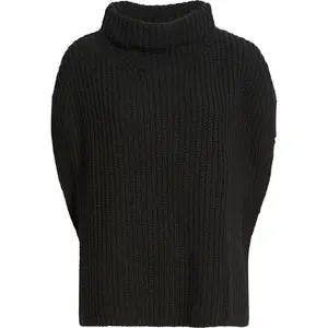 Eileen Fisher Cotton Blend Rib Poncho - Black