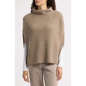 Eileen Fisher Cotton Blend Rib Poncho - Twine