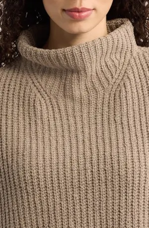 Eileen Fisher Cotton Blend Rib Poncho