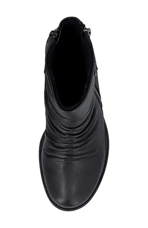 RIEKER Ornella 53 Leather Ruched Ankle Boot With Side Zip