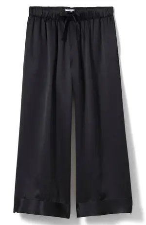 PETITE PLUME Olivia Ankle Wide Leg Silk Pajama Pants