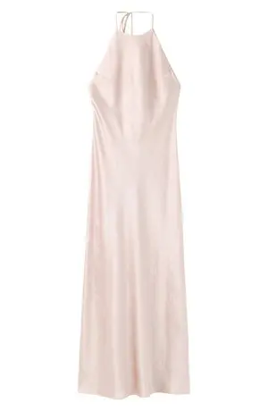 Mango Satin Halter Midi Dress - Pink