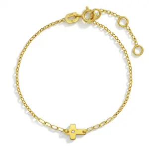 IN SEASON JEWELRY 14k Yellow Cross Link Bracelet With Cubic Zirconia - Gold