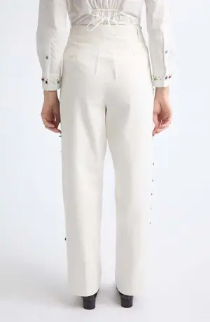 BODE Button Jar Cotton Wide Leg Pants