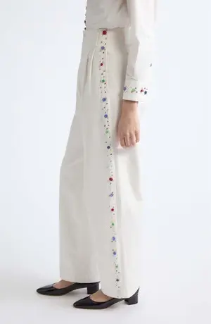 BODE Button Jar Cotton Wide Leg Pants