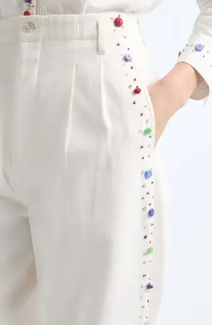 BODE Button Jar Cotton Wide Leg Pants