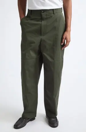 Bottega Veneta Cotton Gabardine Trousers - Dark Juniper