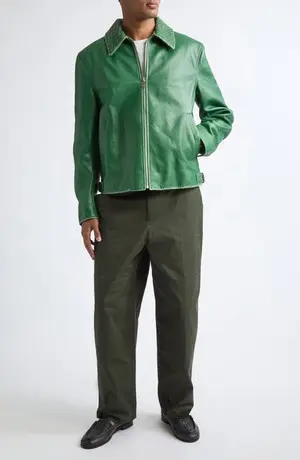 Bottega Veneta Cotton Gabardine Trousers - Dark Juniper