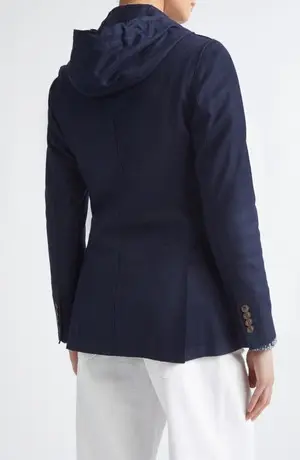 Eleventy Raw Edge Wool Blend Jacket With Hooded Dickey