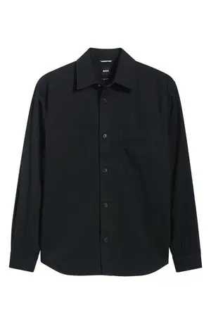 BOSS Owen Relaxed Fit Cotton Button-up Shirt - Black