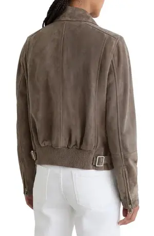 REISS Sorina Suede Jacket - Grey