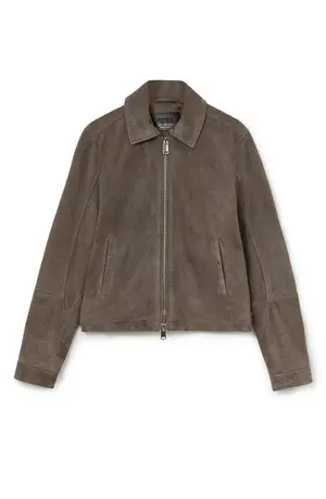 REISS Sorina Suede Jacket - Grey