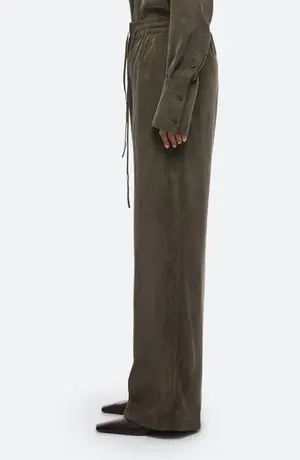 Helmut Lang Fluid Microsuede Drawstring Pants - Dark Moss