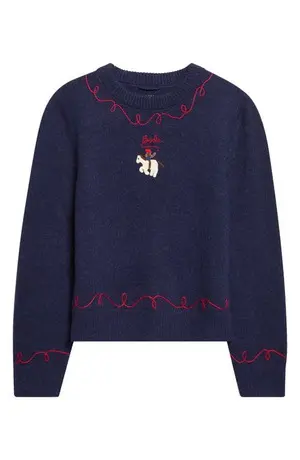 BODE Cowboy Appliqué Alpaca & Merino Wool Sweater - Navy