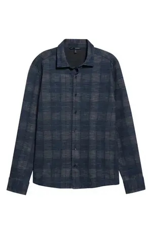 Robert Barakett Meteor Plaid Knit Button-up Shirt