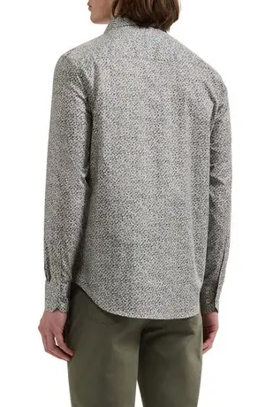 Bugatchi Alvin Shaped Fit Print Button-up Shirt - Walnut