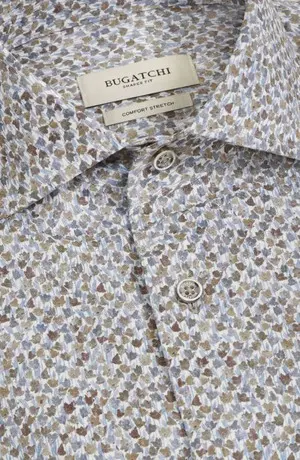 Bugatchi Alvin Shaped Fit Print Button-up Shirt - Walnut