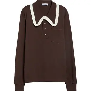 TANNER FLETCHER Frank Ruffle Collar Top - Brown