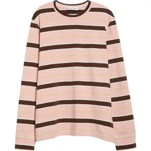 TANNER FLETCHER Flynn Stripe Long Sleeve Cotton T-shirt - Pink