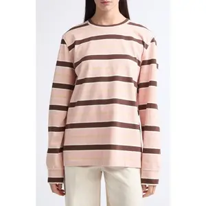 TANNER FLETCHER Flynn Stripe Long Sleeve Cotton T-shirt - Pink