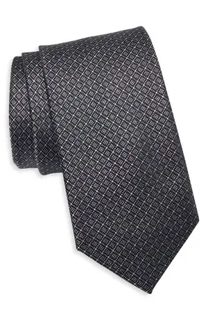 Nordstrom Salerno Mini Silk Jacquard Tie Black