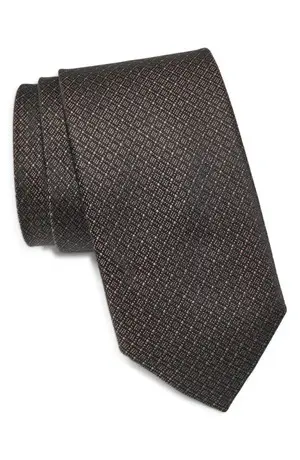 Nordstrom Salerno Mini Silk Jacquard Tie - Chocolate