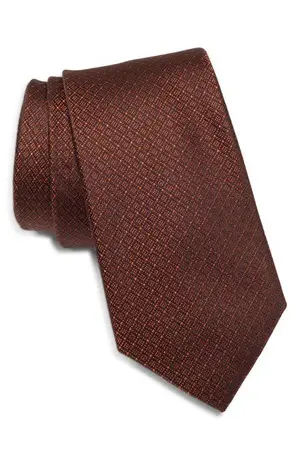 Nordstrom Salerno Mini Silk Jacquard Tie Cognac