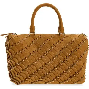 Rabanne Paco Nubuck Leather Boston Bag - Camel/gold