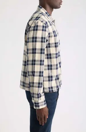 CORRIDOR Plaid Cotton Zip-up Jacket - Nvy