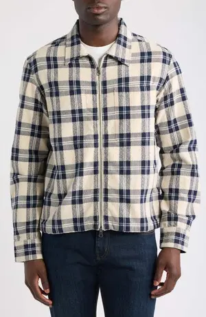 CORRIDOR Plaid Cotton Zip-up Jacket - Nvy