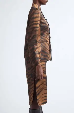KIM SHUI Print Silk Blend Satin Jacket