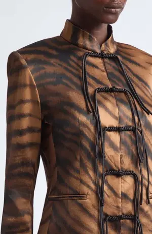 KIM SHUI Print Silk Blend Satin Jacket